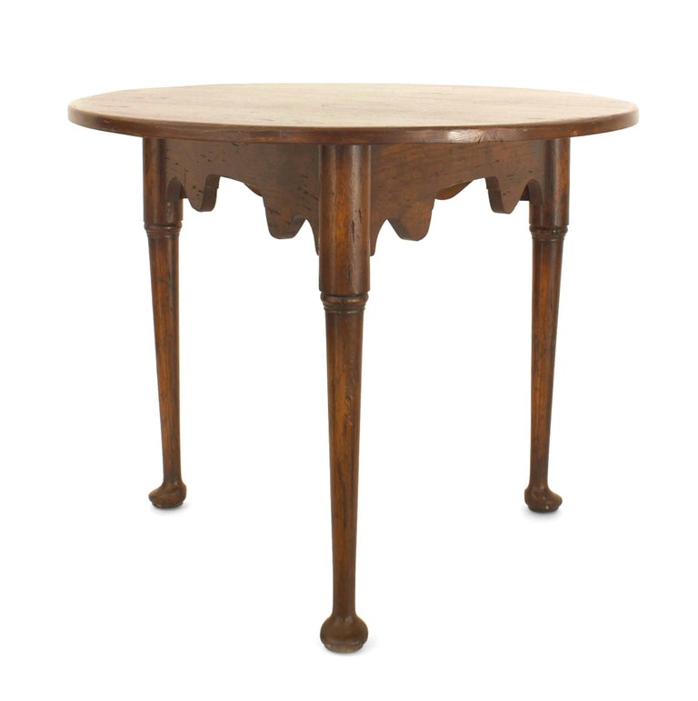 English Country Queen Anne Style Oak Café Pub Table at 1stDibs