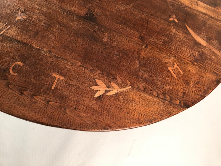 English Country Round Table with Inlaid Top at 1stDibs