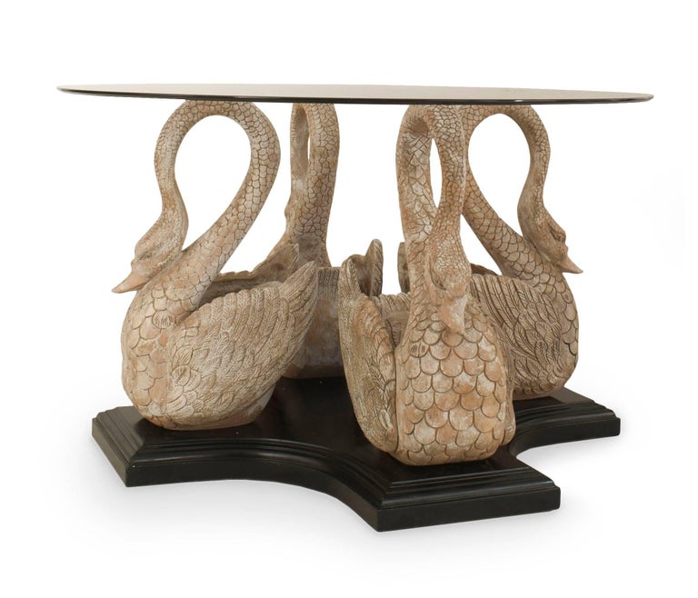 English Country Swan Center Table with Glass Top For Sale at 1stDibs ...