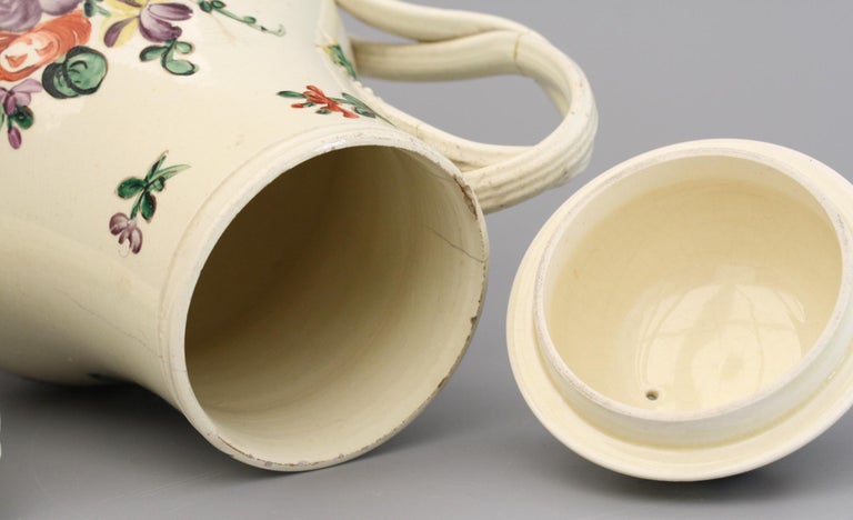 English Creamware Floral Painted Teapot and Cover, circa 1770 at 1stDibs