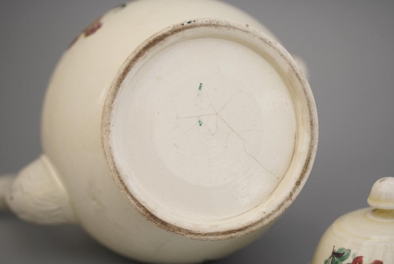 English Creamware Floral Painted Teapot and Cover, circa 1770 at 1stDibs