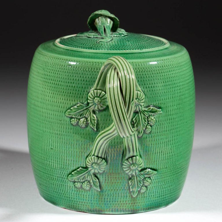 English Creamware Pottery Green Glazed Teapot and Cover, Swinton ...