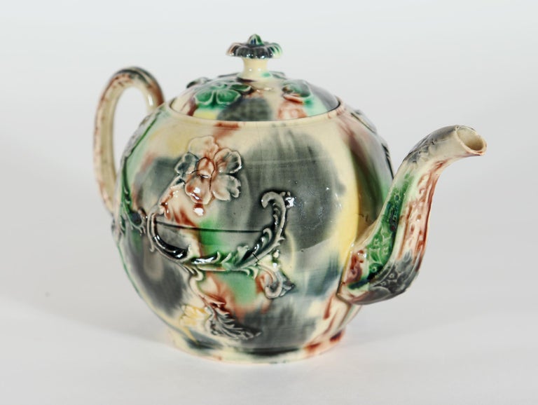 English Creamware Whieldon-Type Teapot and Cover For Sale at 1stDibs