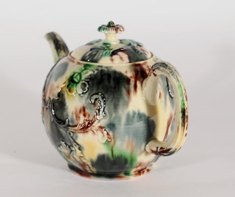 English Creamware Whieldon-Type Teapot and Cover For Sale at 1stDibs