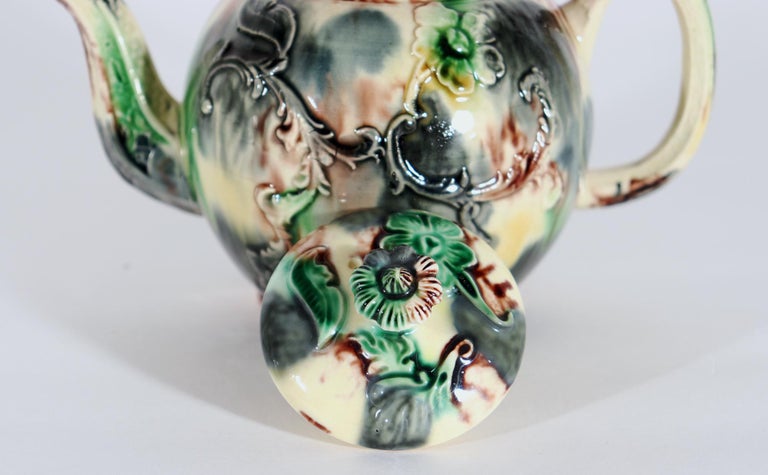 English Creamware Whieldon-Type Teapot and Cover For Sale at 1stDibs