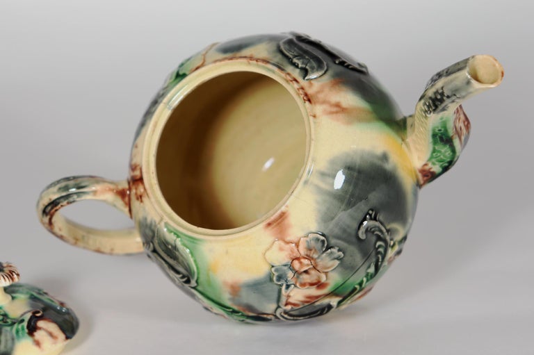 English Creamware Whieldon-Type Teapot and Cover For Sale at 1stDibs