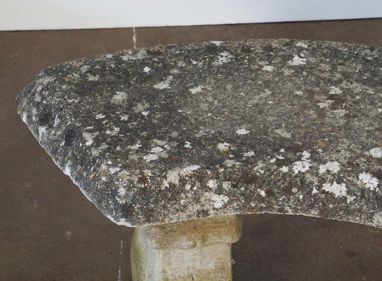 English Curved Garden Stone Bench or Seat with Scroll Base For Sale at ...