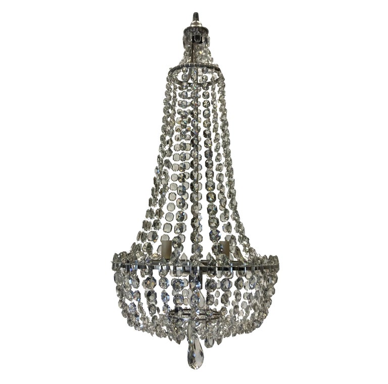 English Cut Glass Tent and Bag Chandelier For Sale at 1stDibs