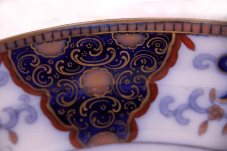 English Davenport Flow Blue Ironstone Platter For Sale at 1stDibs