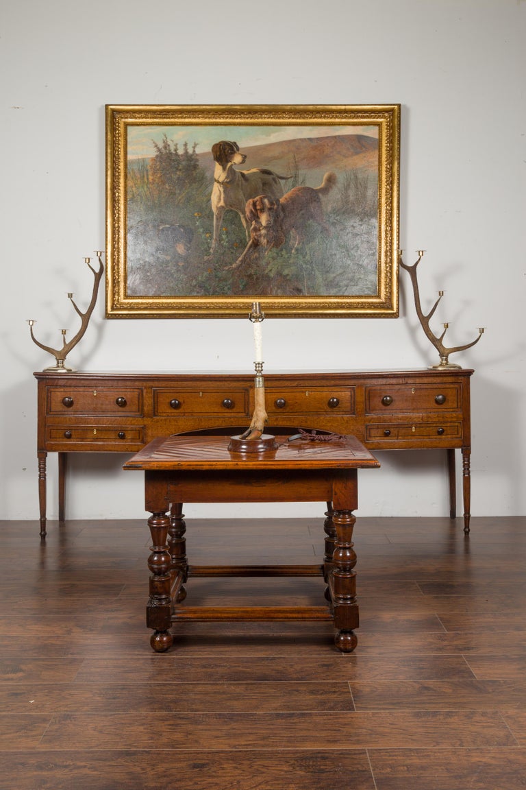English Deer Leg Wired Table Lamp Dated 1908, Mounted on a Circular ...