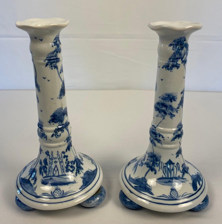 English Delft Candle Holders For Sale at 1stDibs