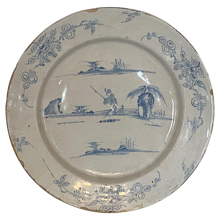 English Delft Earthenware Charger Likely London circa 1770 at 1stDibs