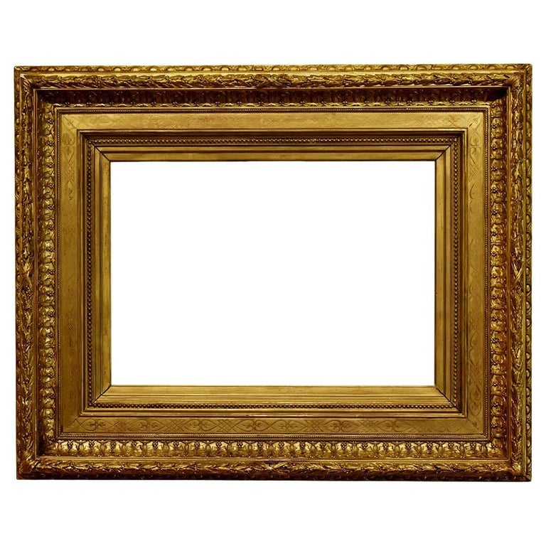 English 12x17 inch Designed Cove Picture Frame circa 1875 at 1stDibs