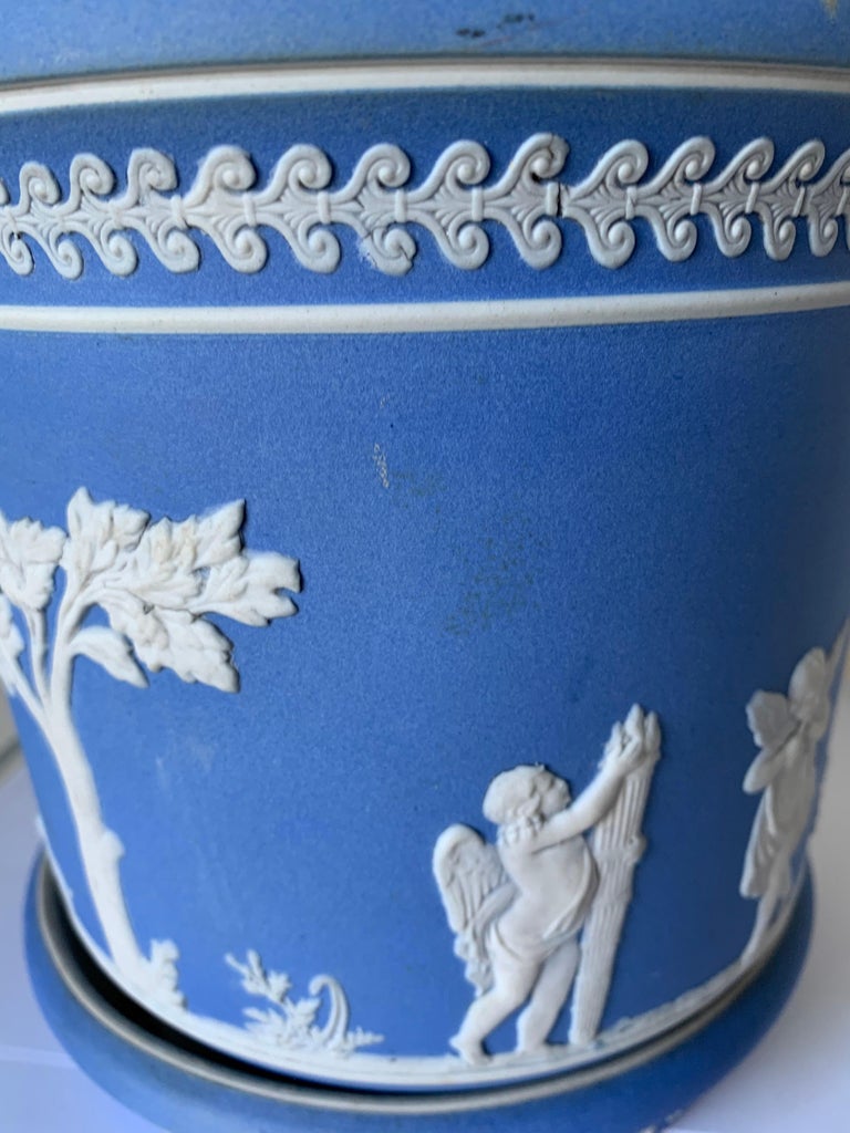 English Dudson Jasperware Blue and White Two-Piece Pot at 1stDibs