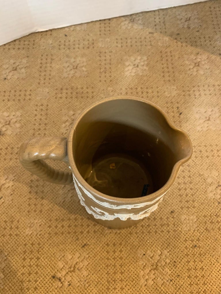English Dudson Paxton Brown and White Jasperware Sprigged Jug / Pitcher ...