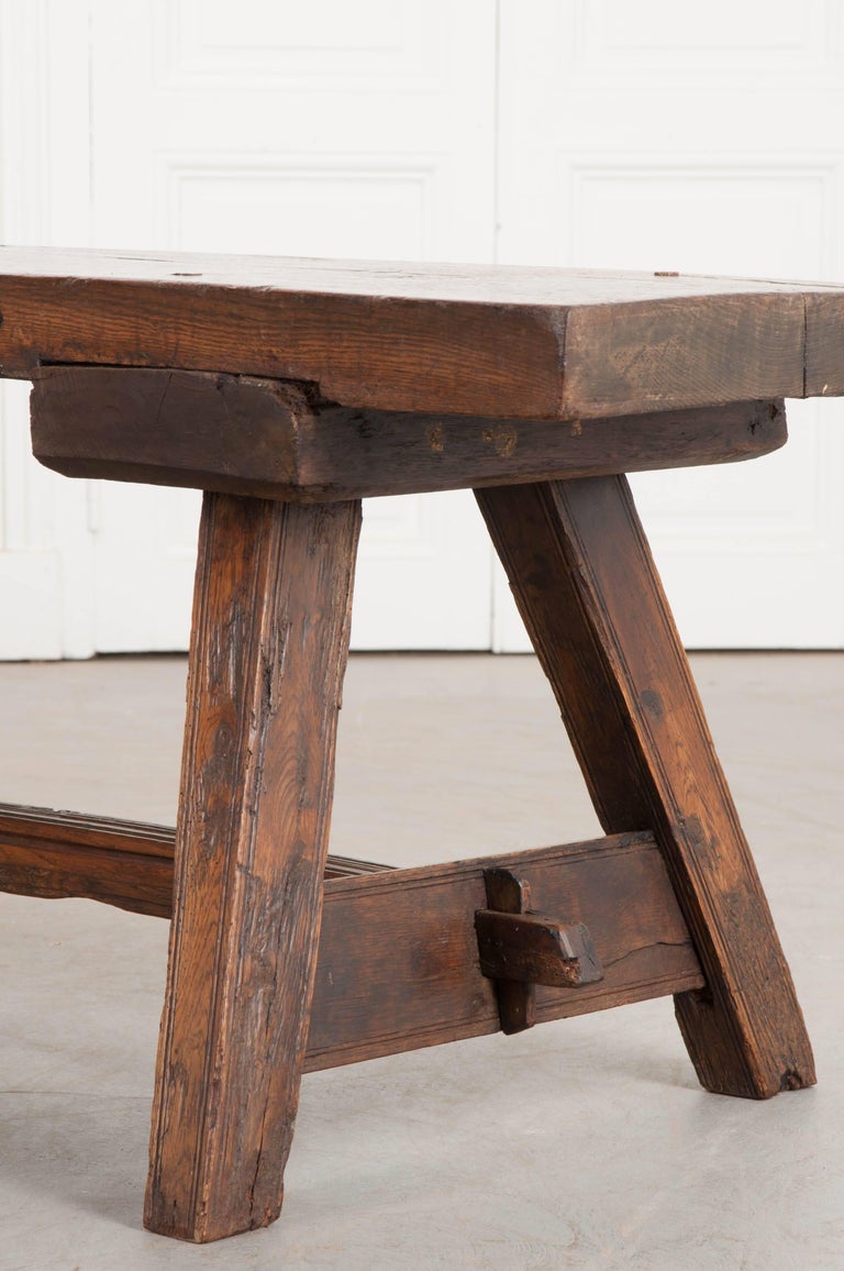 English Early 18th Century Thick Oak Bench at 1stDibs