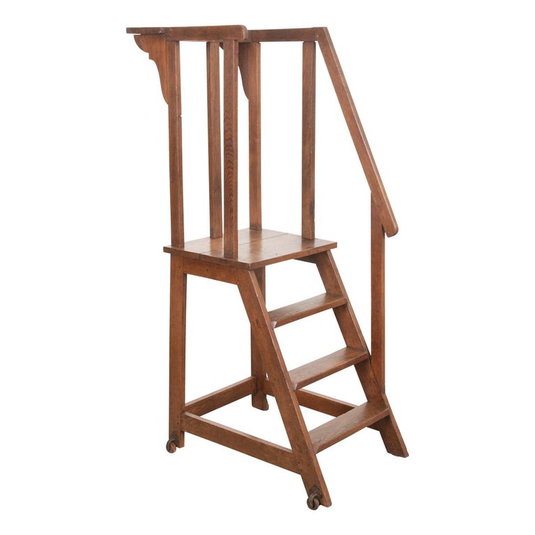 English Late 19th Century Arts and Crafts Oak Library Steps at 1stDibs