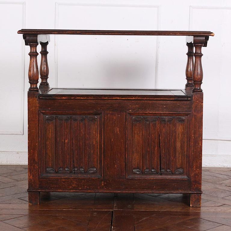 English Early 20th Century Oak Monk's Bench Console Table at 1stDibs