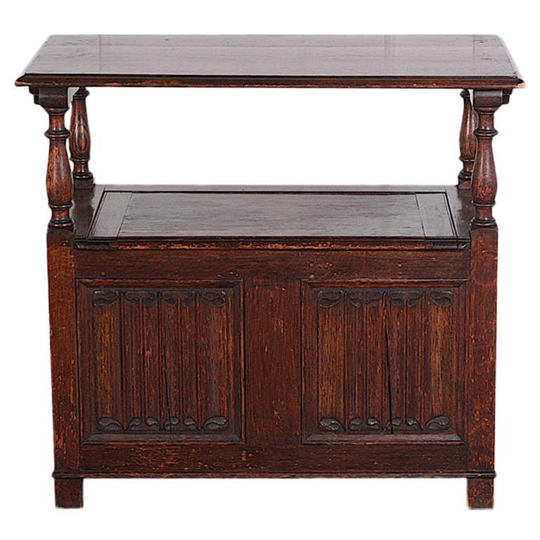 English Early 20th Century Oak Monk's Bench Console Table at 1stDibs