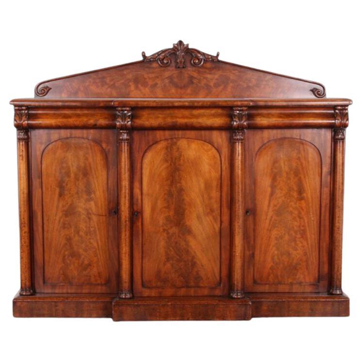 Antique English Mahogany Breakfront Sideboard, circa 1870 at 1stDibs