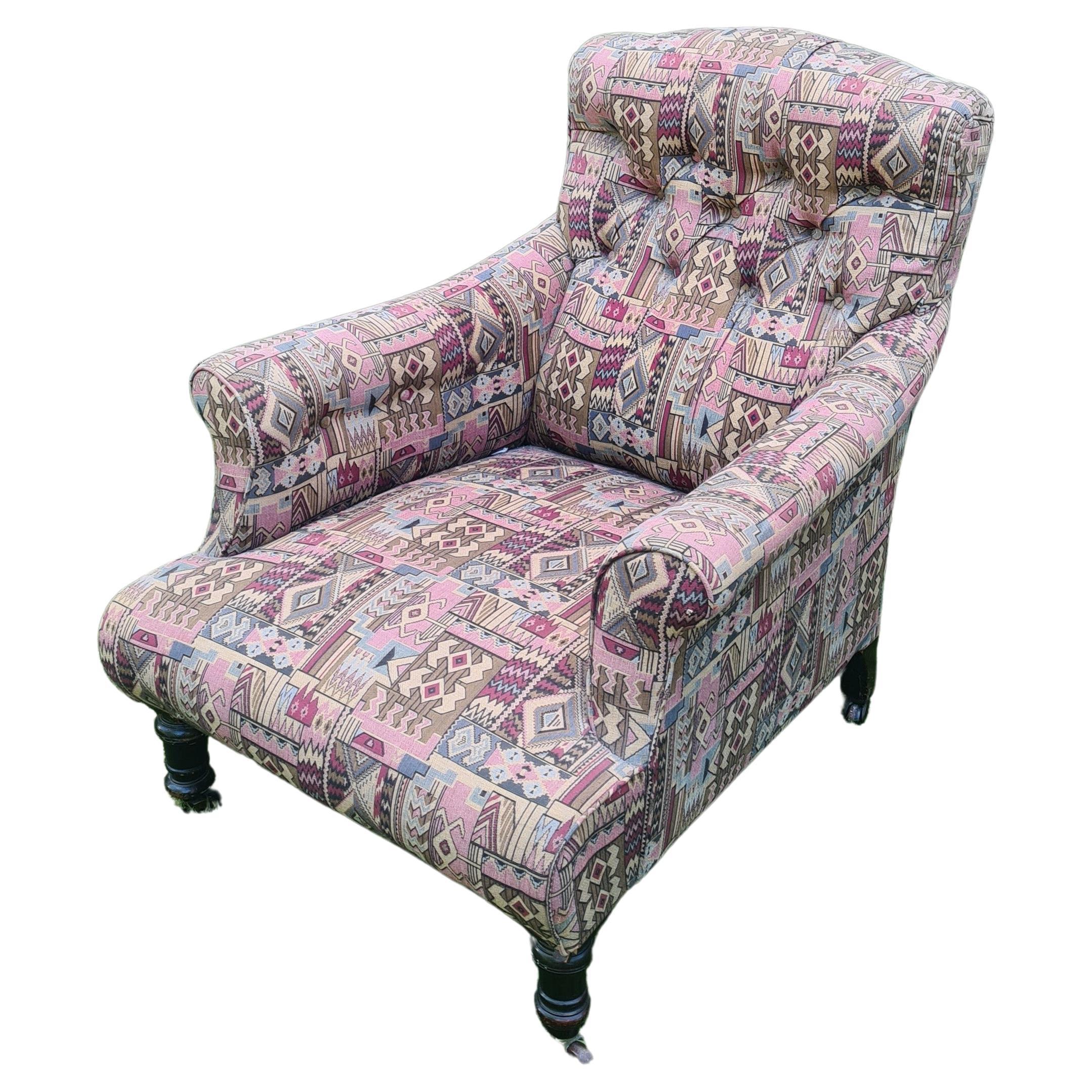 Victorian Faux Cheetah Upholstered Armchair For Sale at 1stDibs