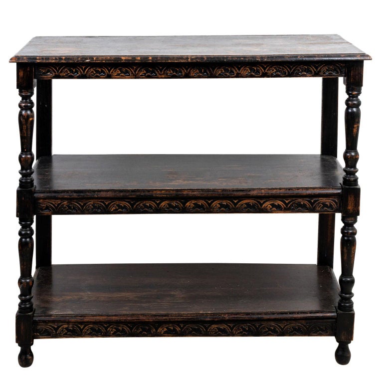 English Ebonized Oak Three Tier Server at 1stDibs