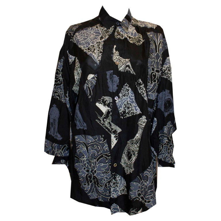 English Eccentrics Silk Print Overshirt at 1stDibs