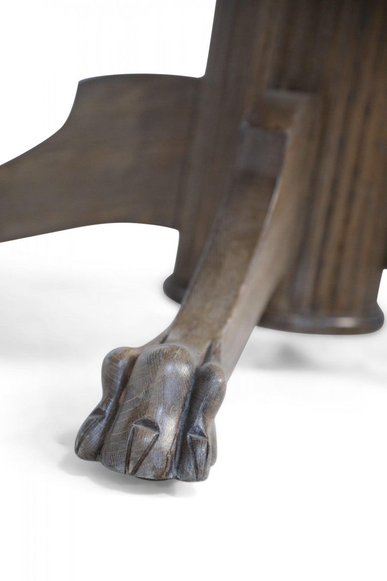 English Edwardian Cerused Oak Circular Claw Foot Center/Dining Table ...