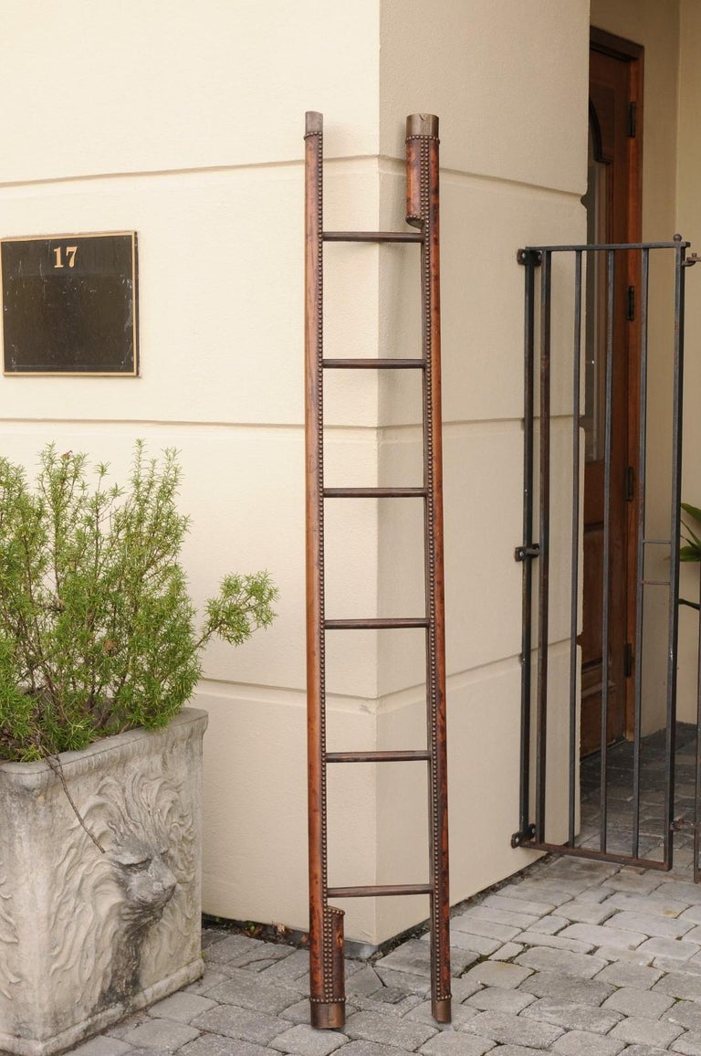 English Edwardian Leather Folding Ladder with Nailhead Trim, circa 1920 ...
