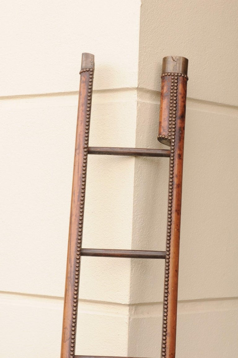 English Edwardian Leather Folding Ladder with Nailhead Trim, circa 1920 ...