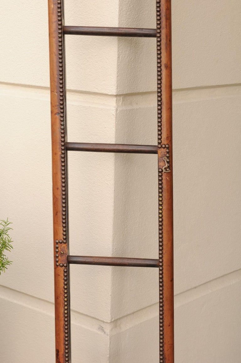 English Edwardian Leather Folding Ladder with Nailhead Trim, circa 1920 ...