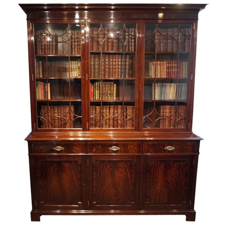 English Edwardian Mahogany Library Bookcase by Warings of Liverpool ...