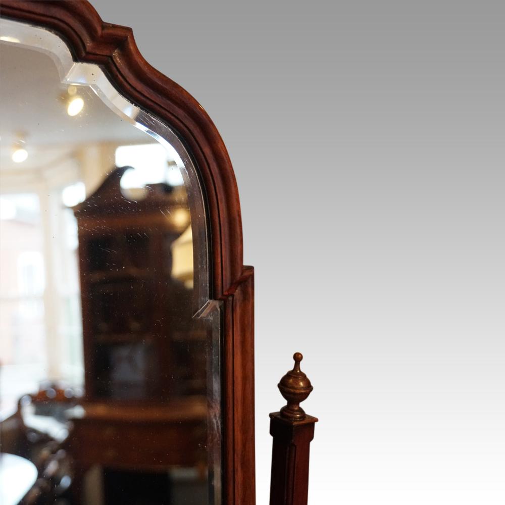 English Edwardian walnut cheval mirror For Sale at 1stDibs