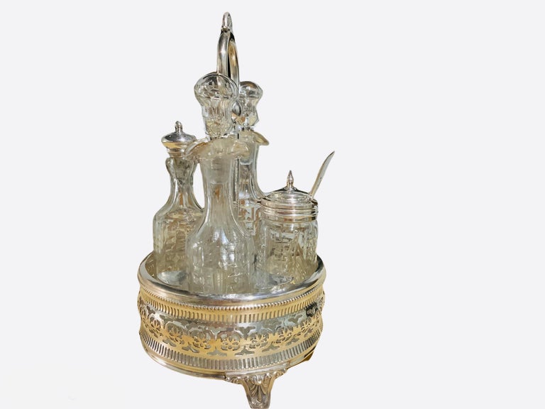English Electroplated Silver Round Cruet Set at 1stDibs