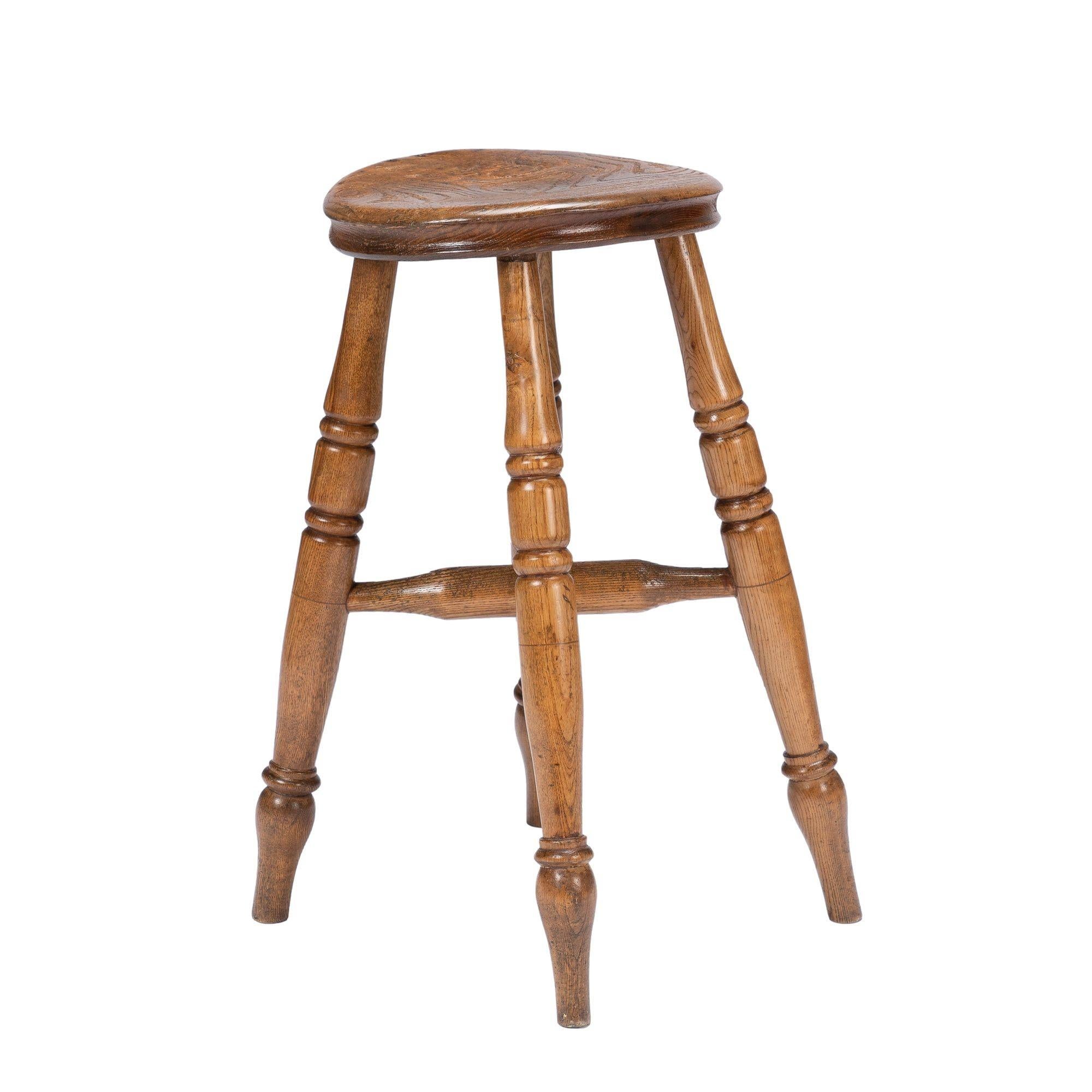English Elm Wood Milking Stool '1860' For Sale at 1stDibs