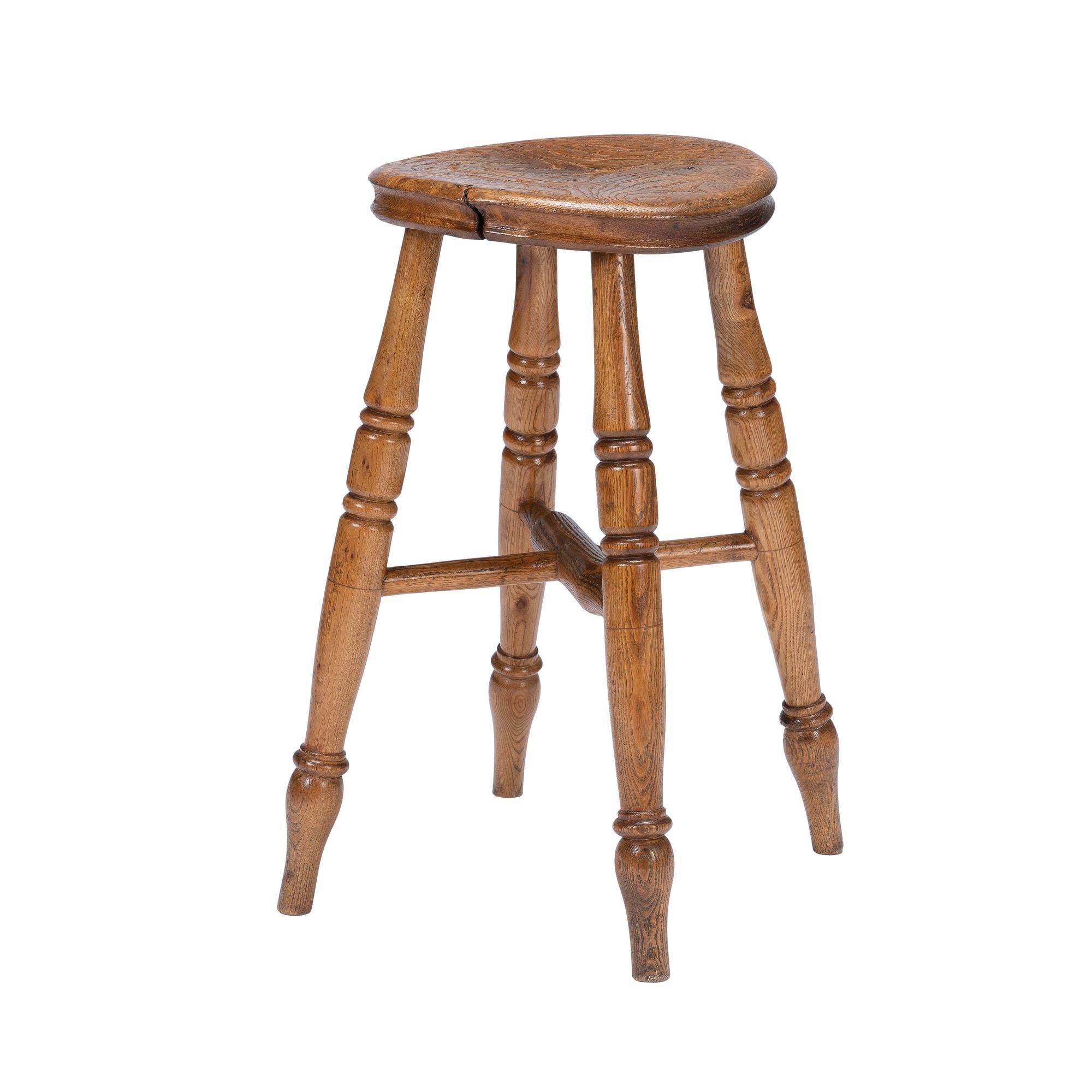 English Elm Wood Milking Stool '1860' For Sale at 1stDibs