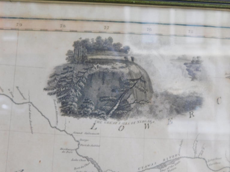 English Engraved Hand Colored Map of the North Eastern United States ...