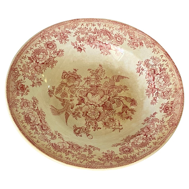 English Faience 19th Century, Hand Painted, Flowers and Birds Decor ...