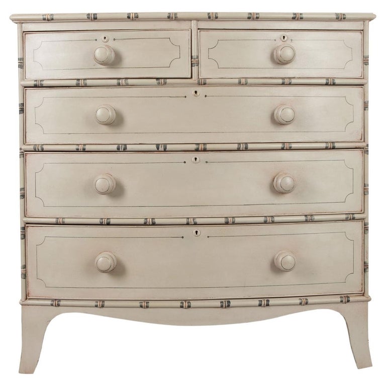 English Faux Bamboo Painted Pine Chest For Sale at 1stDibs