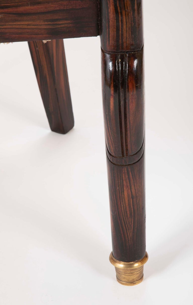 English Faux Calamander Barrel Form Chair with Bronze Lion's Head ...