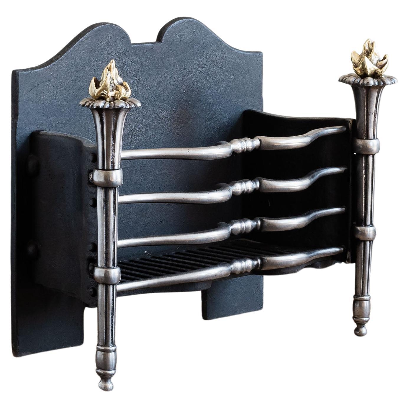 English Fire Basket with Torch Finials For Sale at 1stDibs