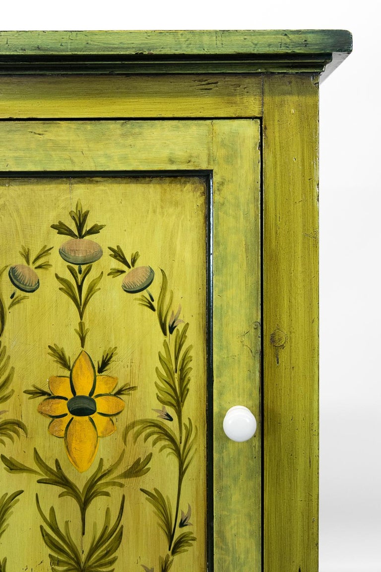 English Floral Painted Cupboard For Sale at 1stDibs
