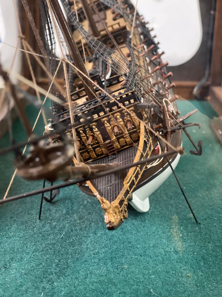 English Galleon Ship Model in a Glass Case For Sale at 1stDibs