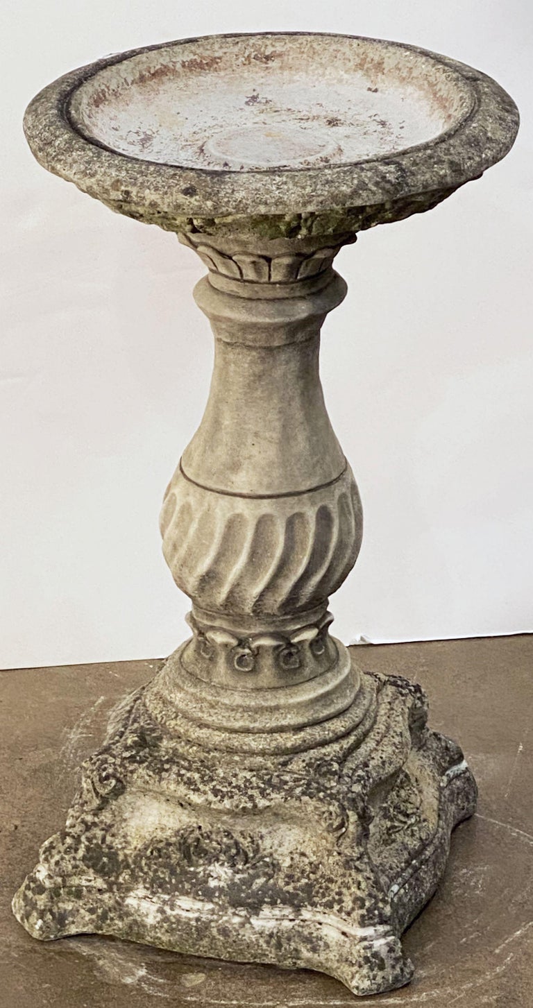 English Garden Stone Bird Bath on Classical Baluster Pedestal Plinth at ...