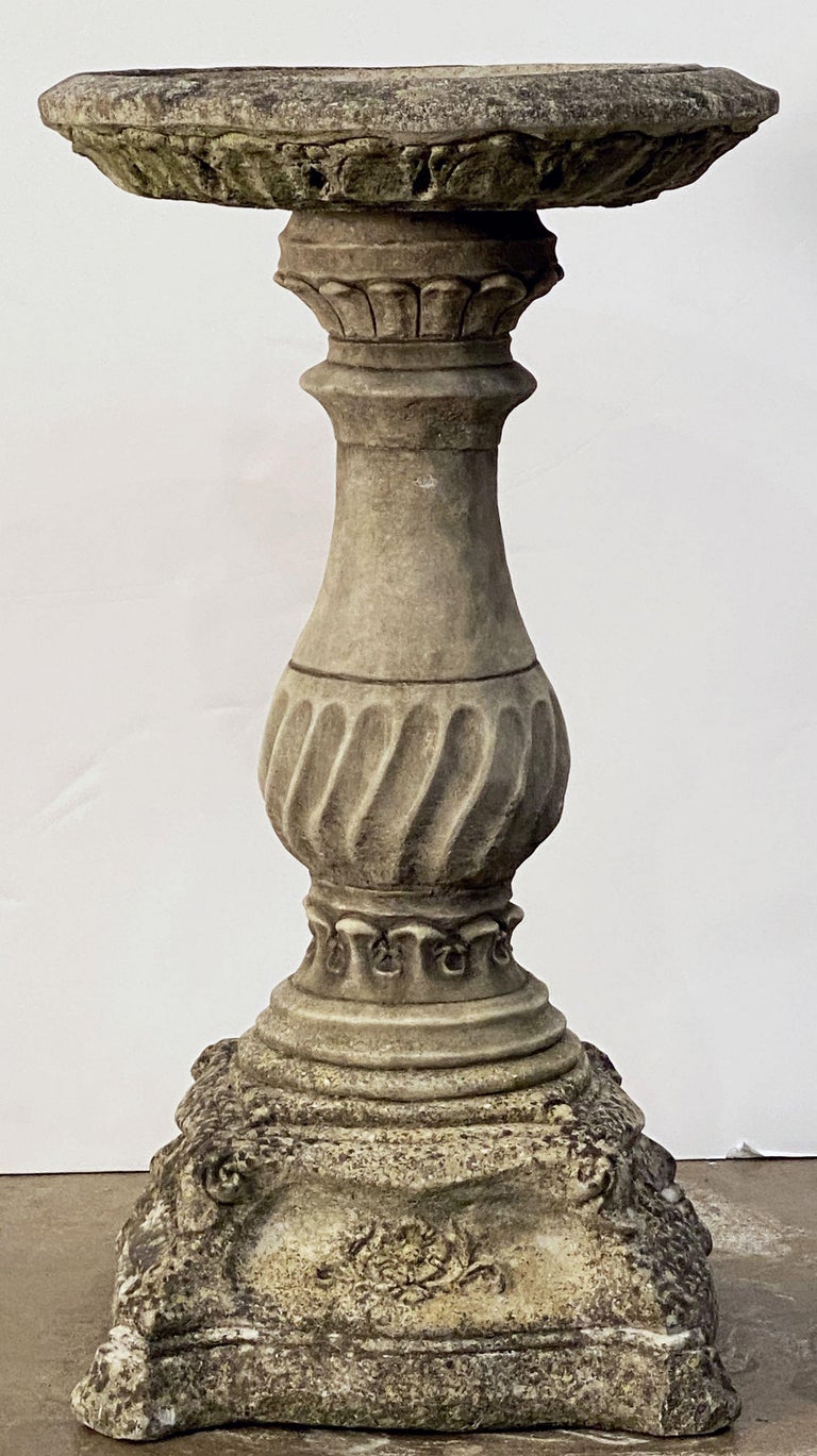 English Garden Stone Bird Bath on Classical Baluster Pedestal Plinth at ...