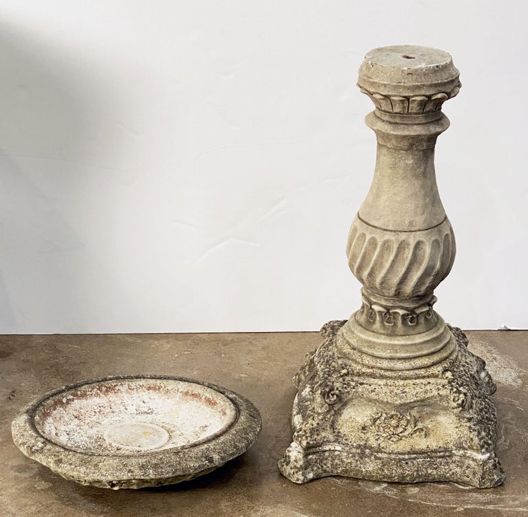 English Garden Stone Bird Bath on Classical Baluster Pedestal Plinth at ...