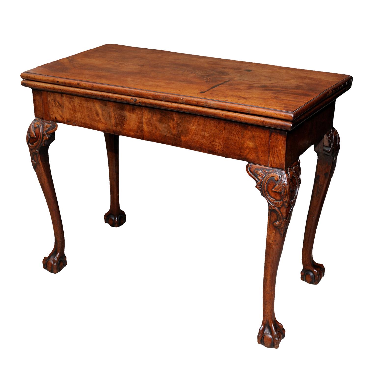 English George II Mahogany Folding Card Table on Cabriole Legs, circa ...
