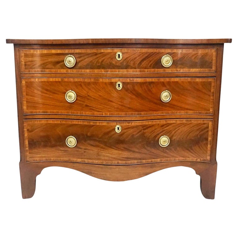 George III Mahogany, Kingwood, and Satinwood Serpentine Commode, circa ...