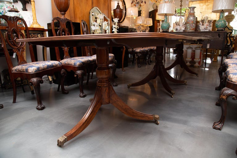 English George III Style Mahogany Triple Pedestal Dining Table For Sale ...