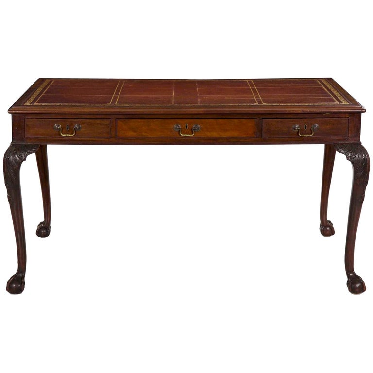 English Georgian Antique Mahogany Library Writing Table Desk at 1stDibs